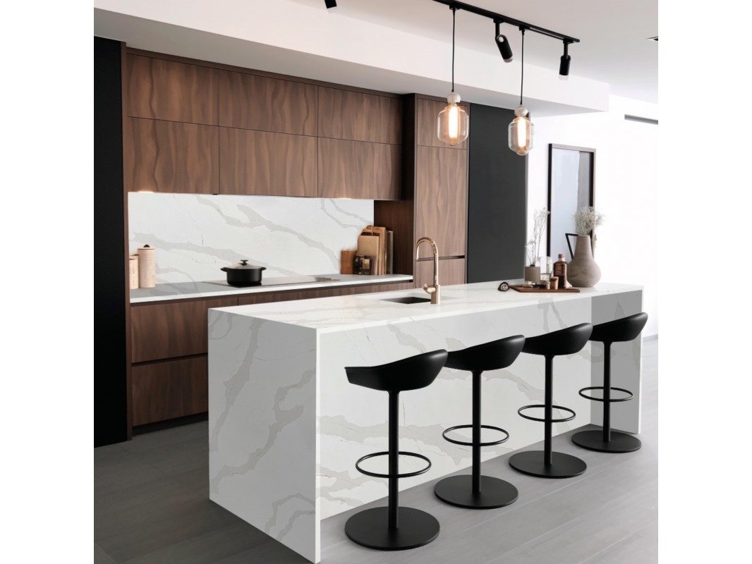 Wholesale Calacatta Oro White Quartz Slab Kitchen Countertops